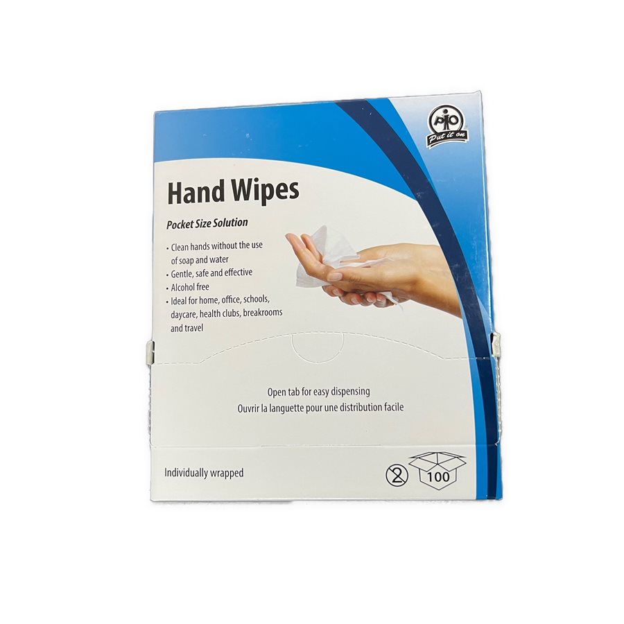Lingettes pour les mains, sans alcool 100 / bte